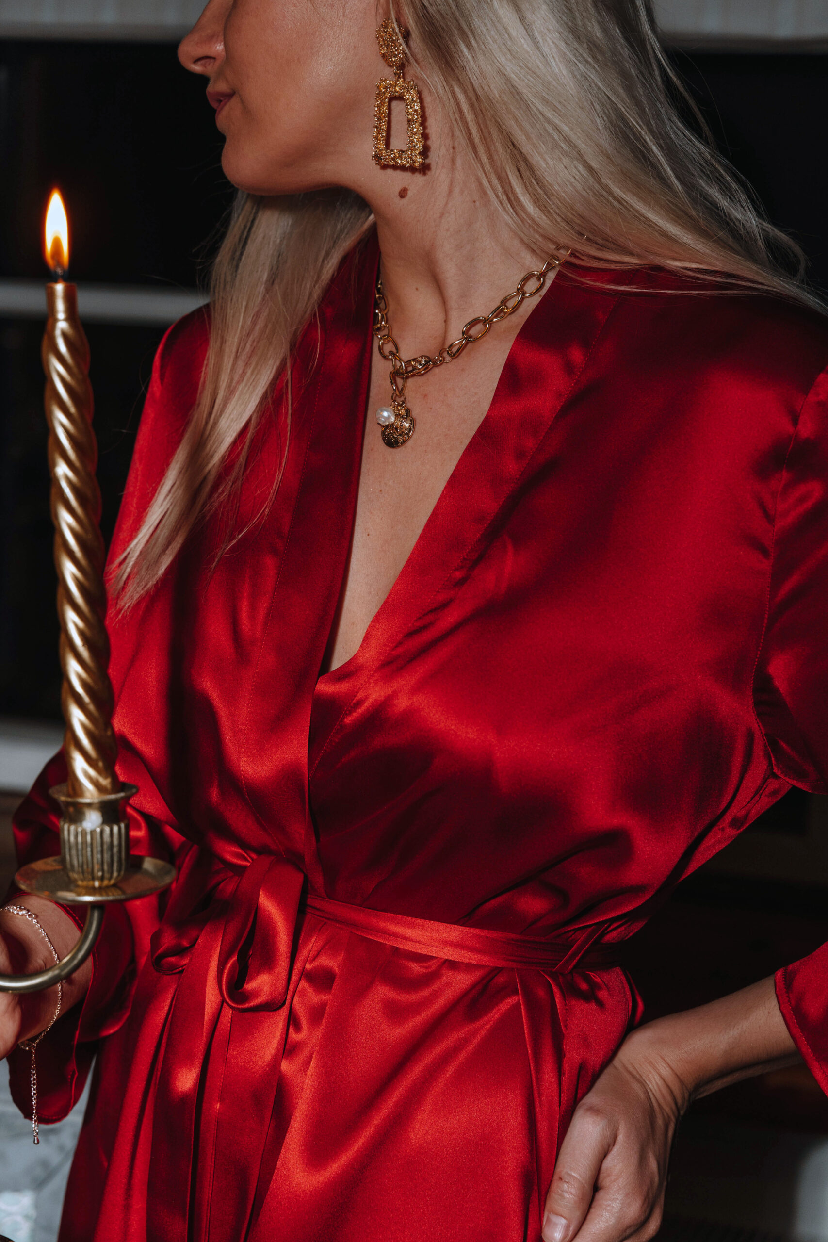 Silk robe SCARLET RED - Magnolia silk collection